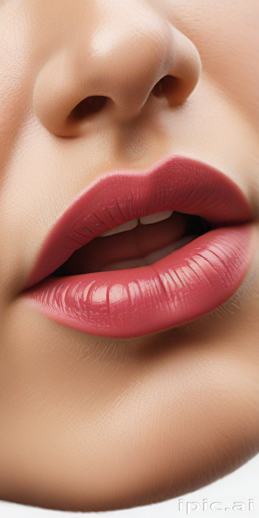Close-Up of Lush, Perfectly Glossed Lips with a Natural Shine.