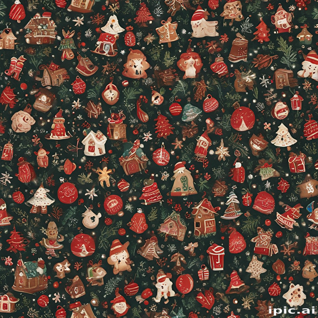 Festive Christmas Pattern Featuring Colorful Ornaments, Trees, and ...