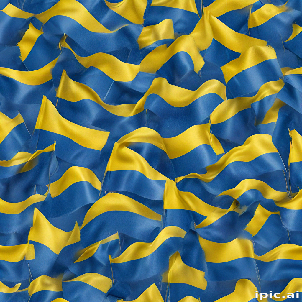 A Vibrant Display of Ukrainian Flags in Waves of Blue and Yellow.