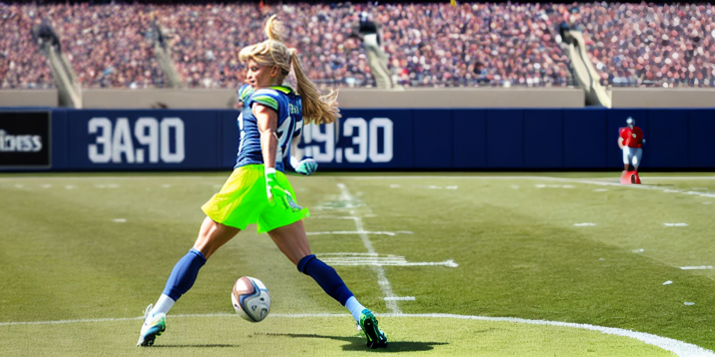 Tinkerbell in Las Angeles Chargers uniform on football field