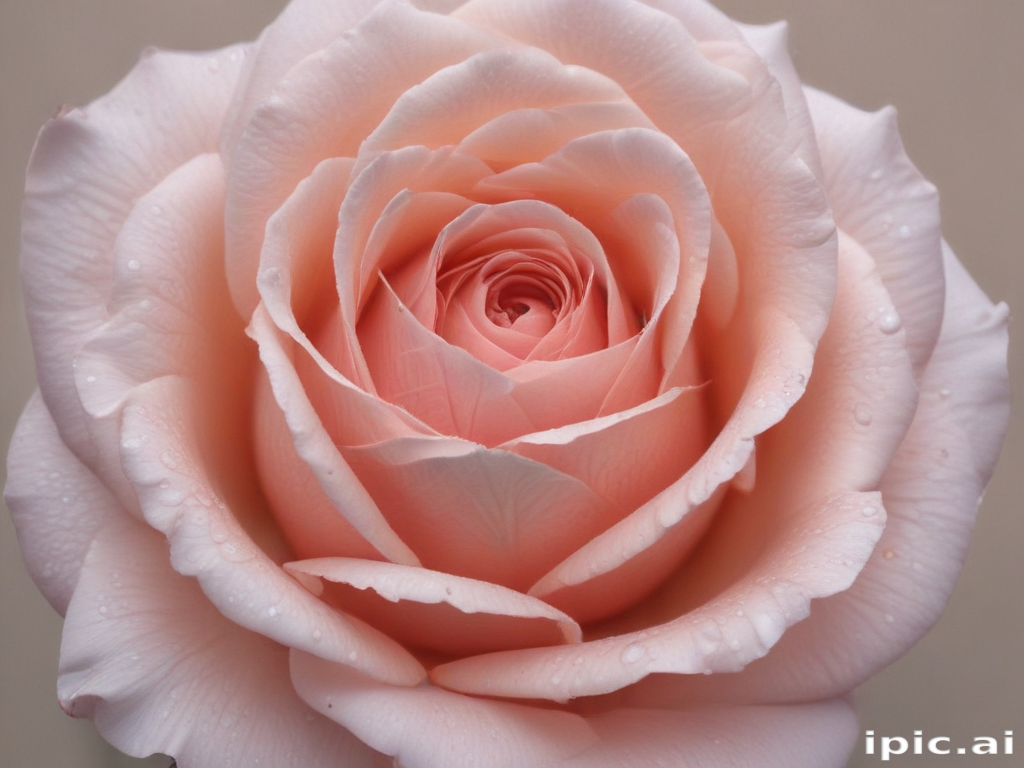 Delicate Pink Rose with Dewdrops Radiating Beauty and Elegance in Bloom