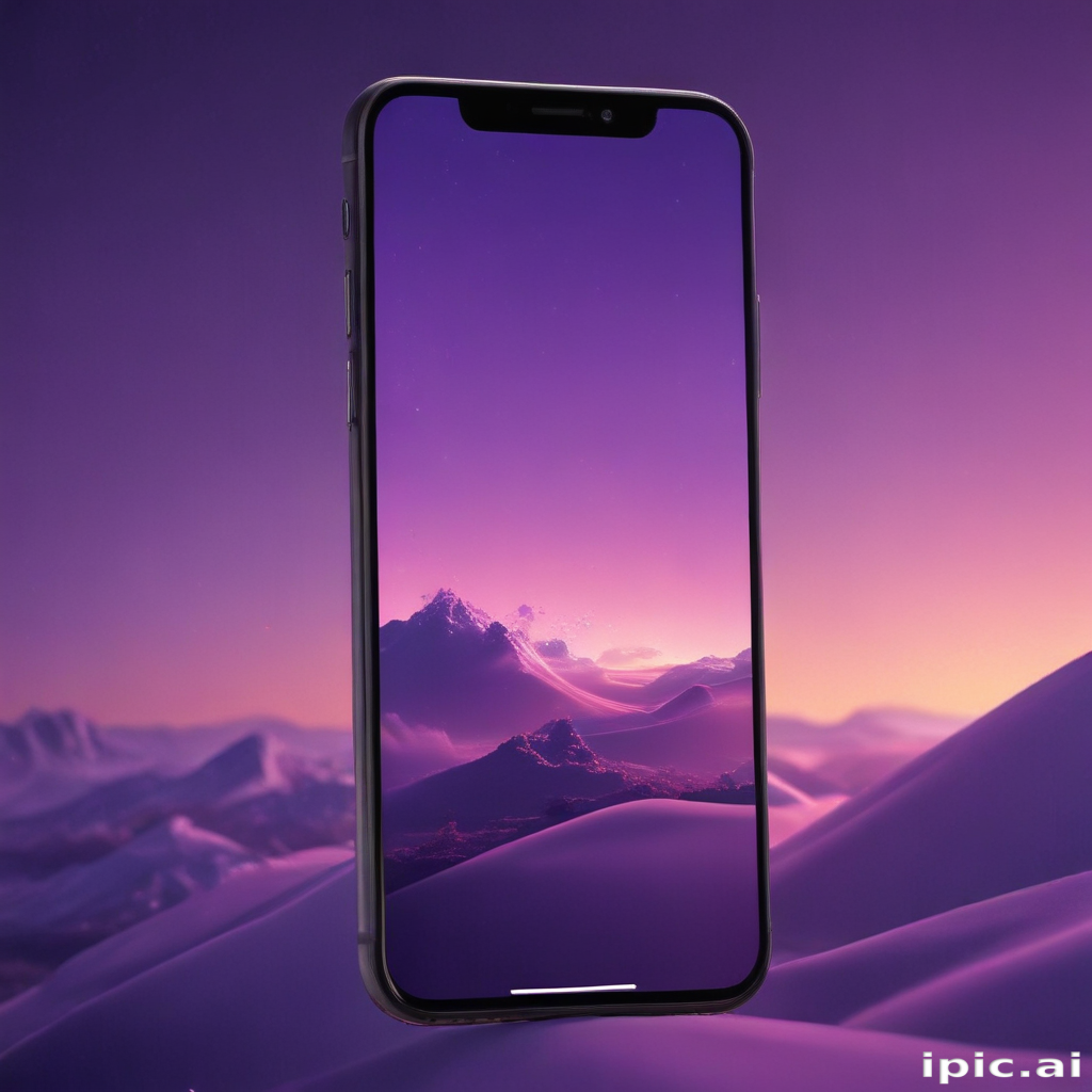 Stunning Smartphone Displaying a Vibrant Purple Mountain Landscape at Dusk.