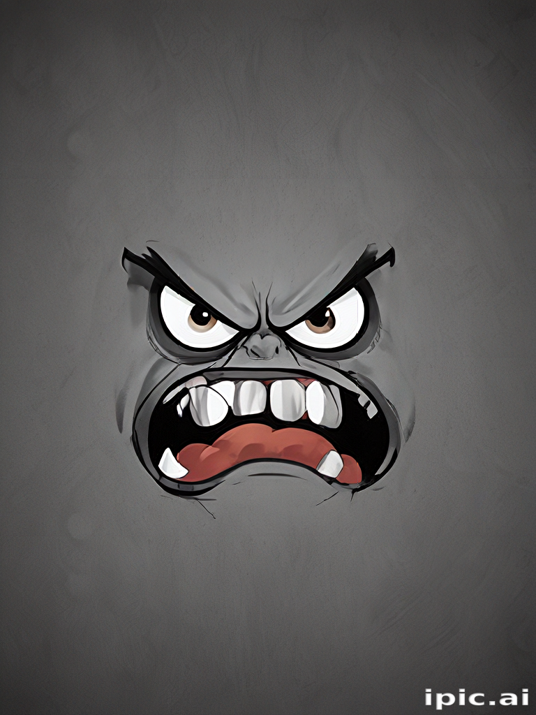 Angry Cartoon Character with Intense Expression and Fierce Teeth