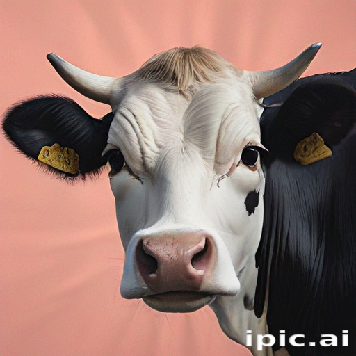Close-Up Portrait of a Cow with Distinctive Features Against a Soft ...