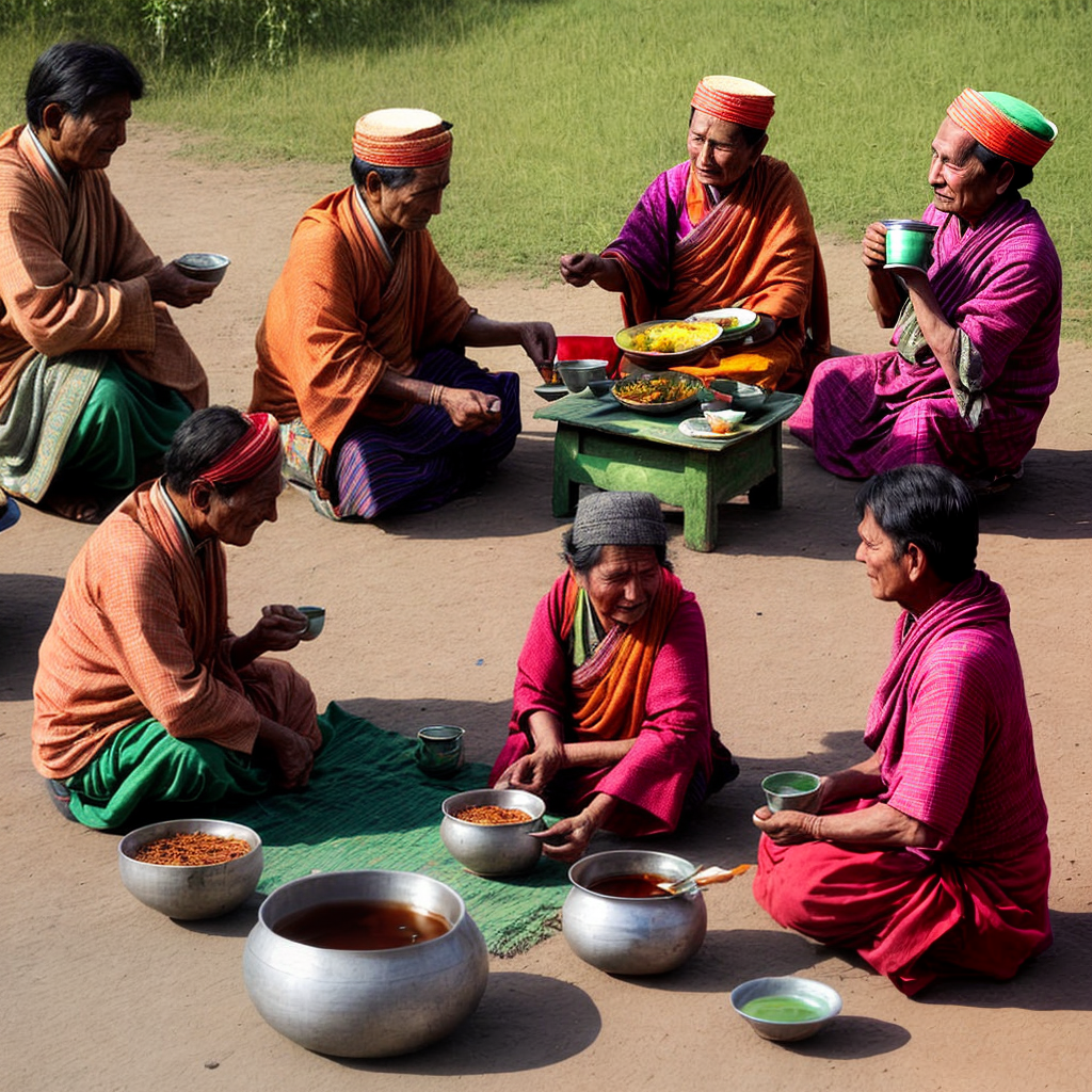 Nepalese people drinking tea