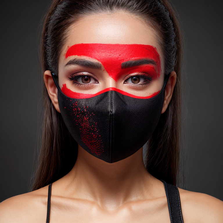 create a smooth full-face mask with only red and black eyes