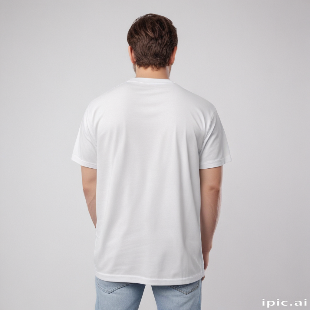 Casual Men's Fashion: Back View of a Plain White T-Shirt