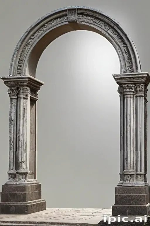 Elegant Stone Archway with Intricate Columns and Decorative Details.
