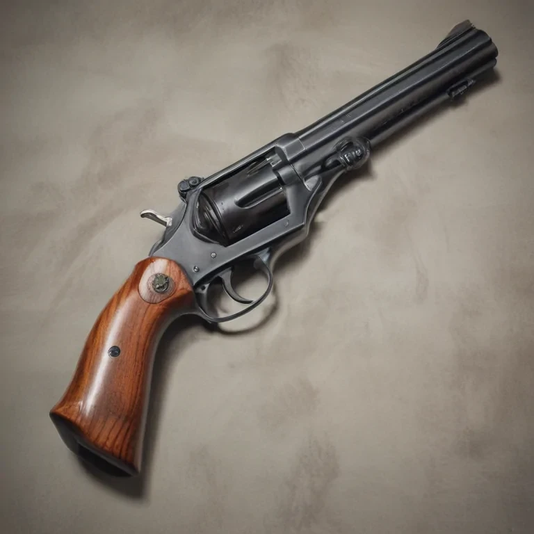 Classic Revolver with Wooden Grip on a Soft Neutral Background