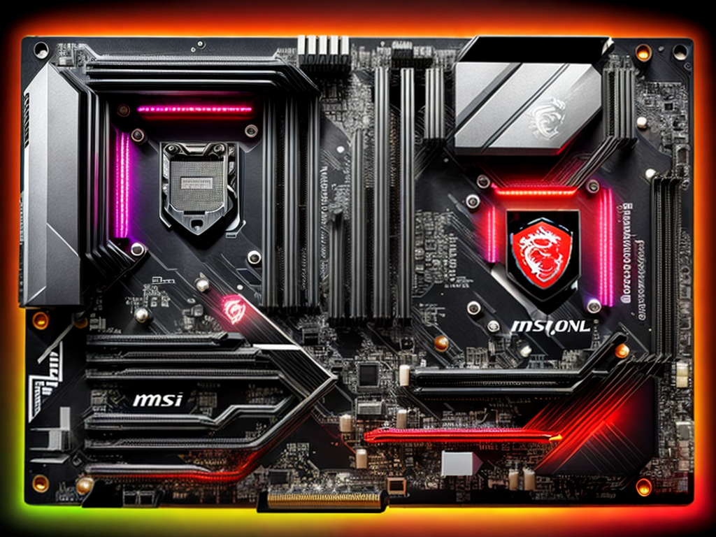 msi atx mother board, flames from heatsinksgold printed circuits