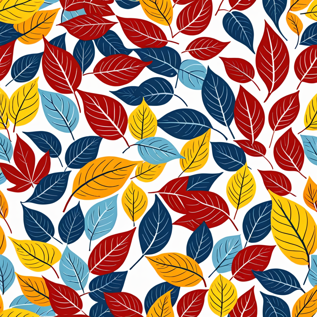 light colors White and blue, red, yellow leaf's illustration
