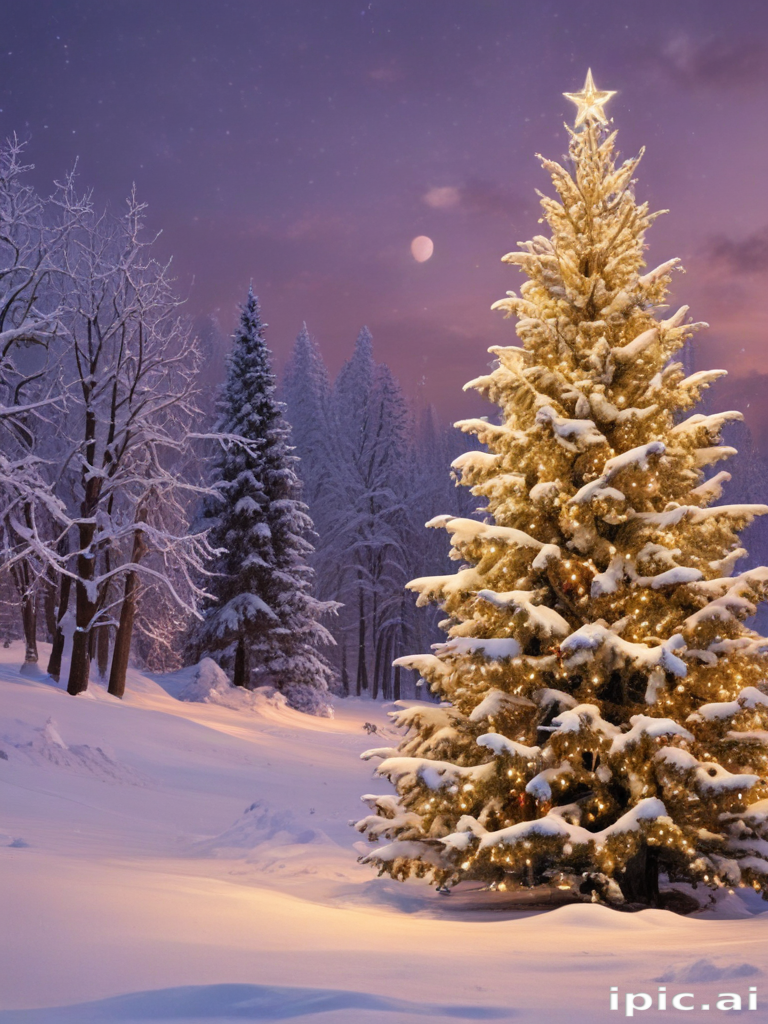 A Beautiful Winter Wonderland Scene Featuring a Snow-Covered Christmas ...
