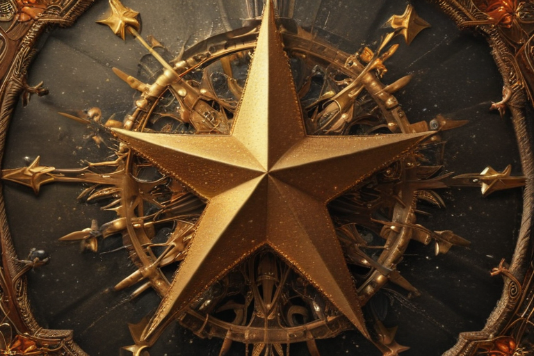 A Radiant Golden Star at the Center of an Intricate Design