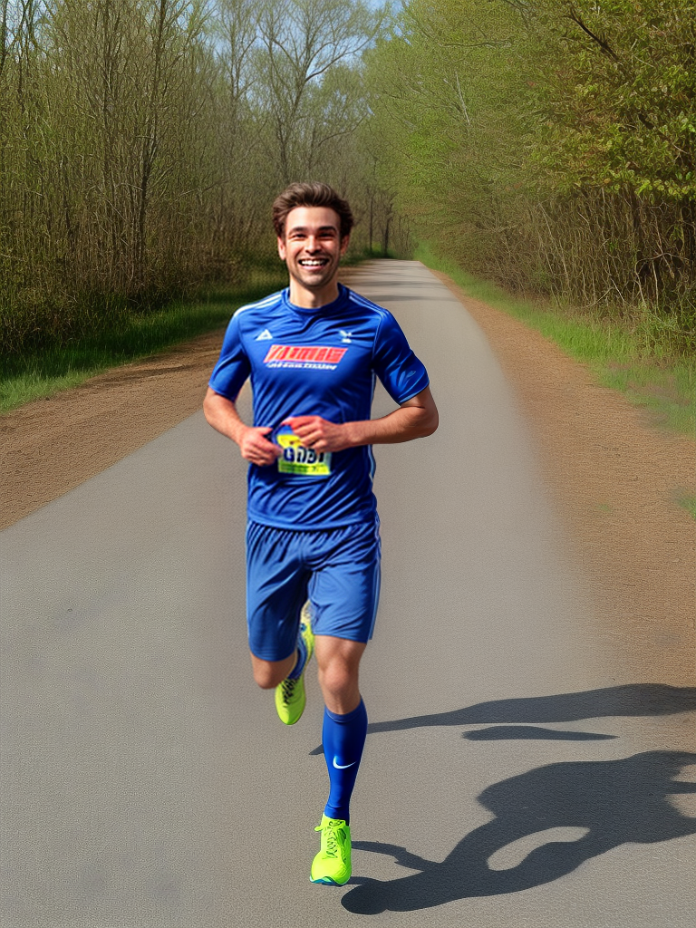 I want a picture of someone smiling while running