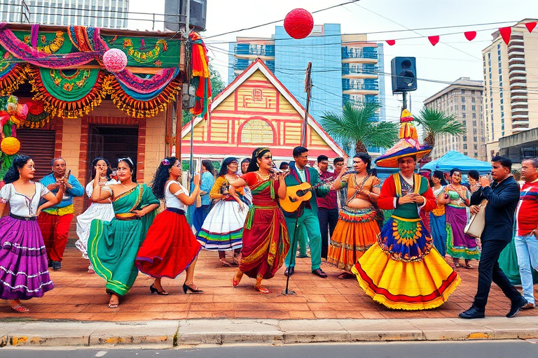 Colorful Cultural Festival Celebration with Traditional Music and Dance ...
