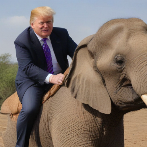 Donald Trump riding an elephant
