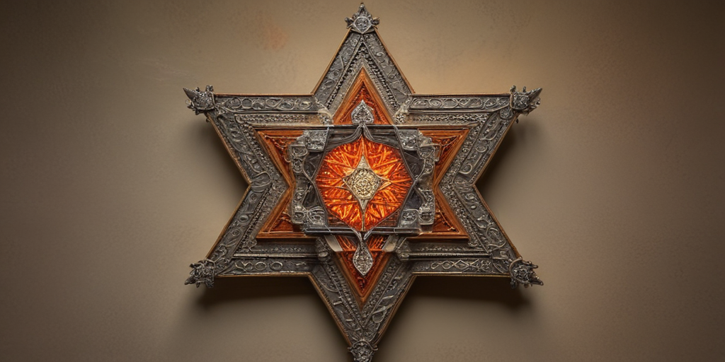 Intricate Ornate Star Design with Glowing Center and Decorative Patterns