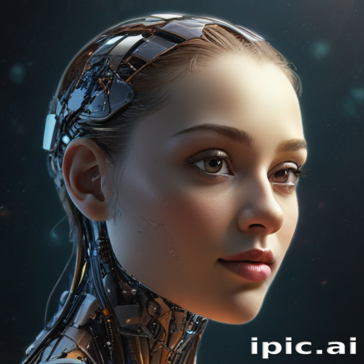 Futuristic Portrait of a Female Android Blending Human and Machine Features