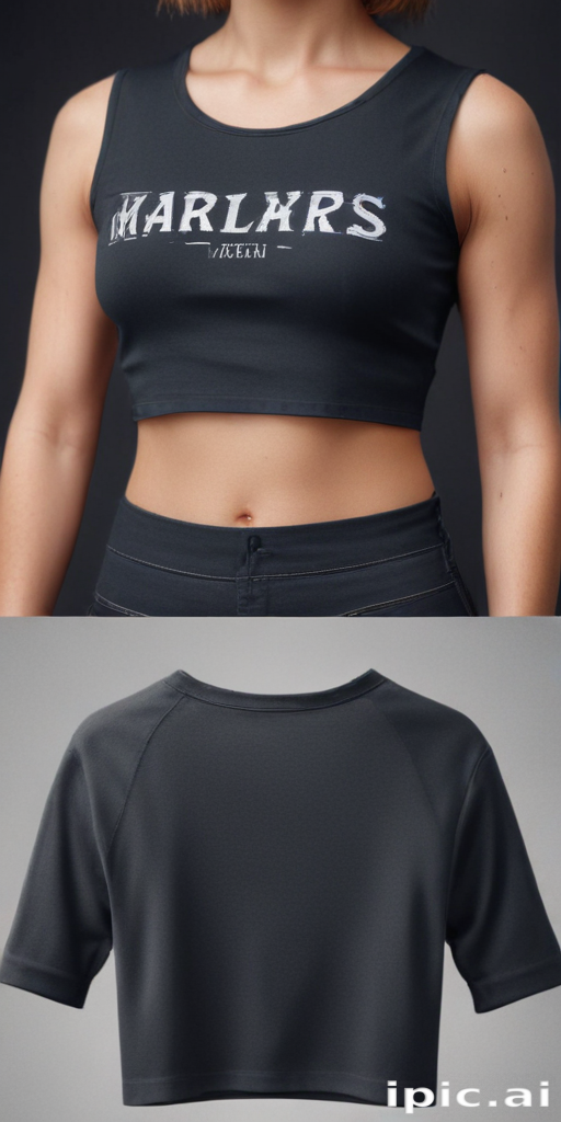 Stylish Black Crop Top with Unique Logo Design for Activewear Fashion.