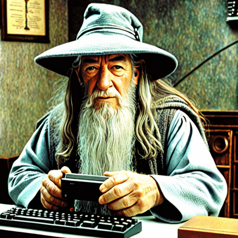 Gandalf working with Amiga computer