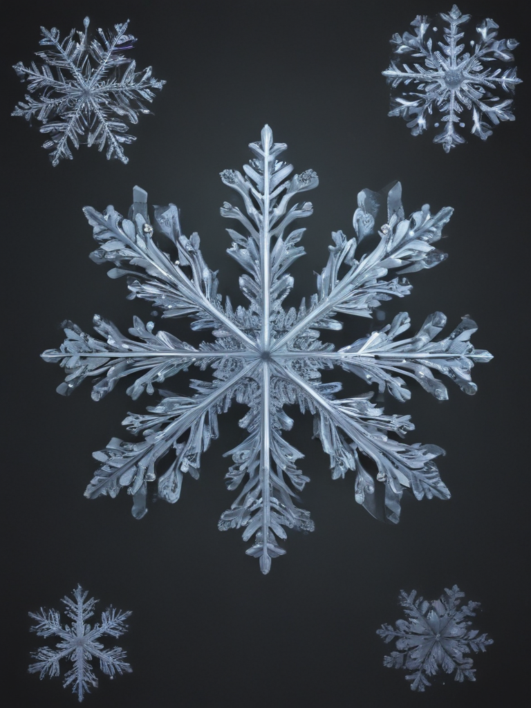Intricate and Unique Snowflakes Captured Against a Dark Background in ...