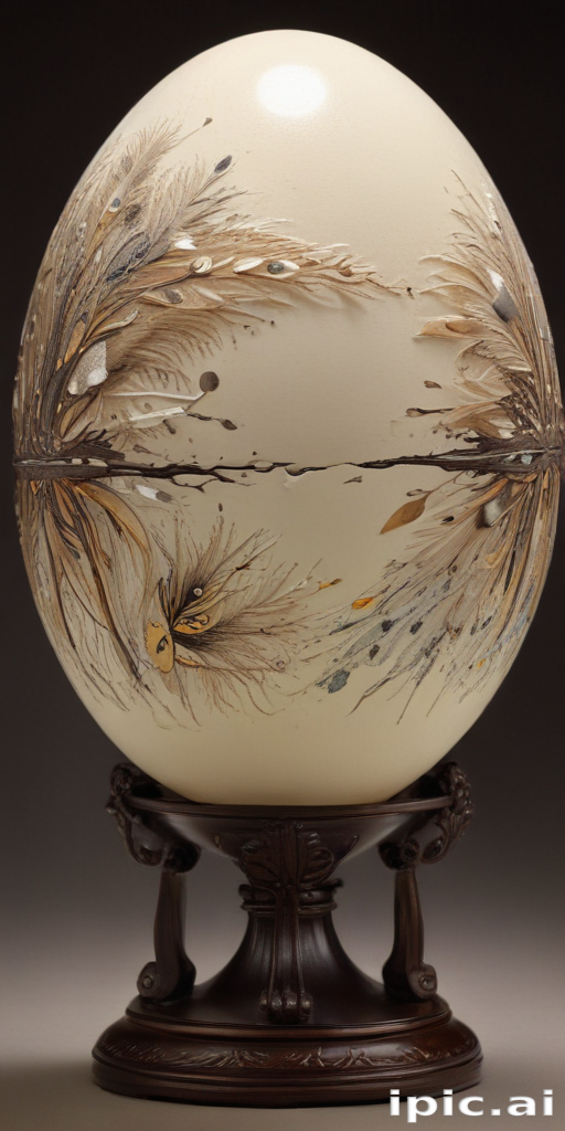 Intricately Designed Decorative Egg Displayed Elegantly on a Dark Stand