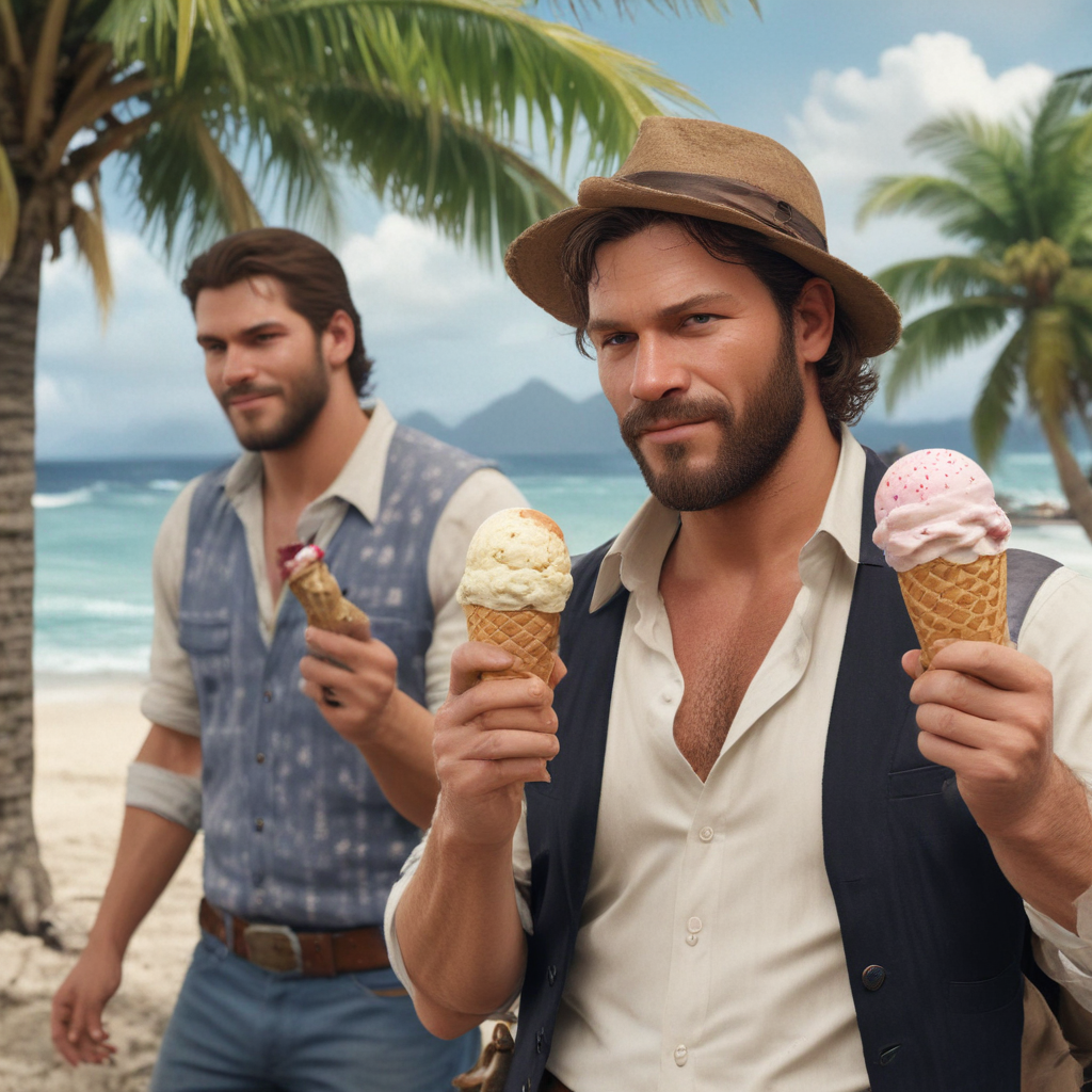 Arthur Morgan and the van der linde gang get ice cream in Tahiti