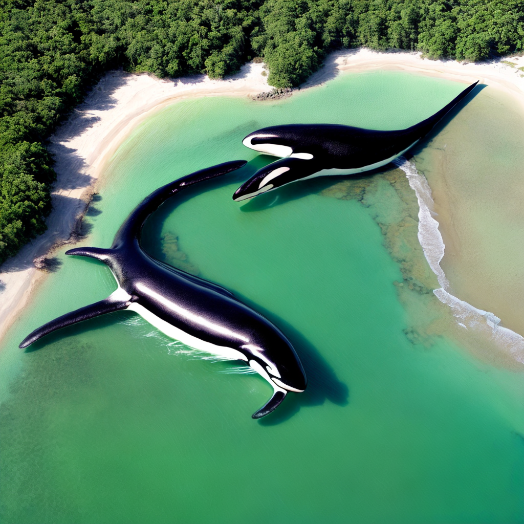 giant inflatable orca beach