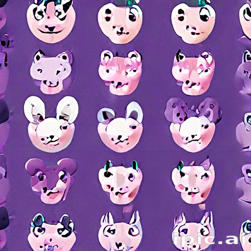 Colorful Array of Cute Animal Faces in a Whimsical Design Pattern
