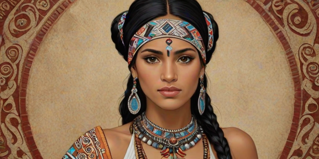 Portrait of a Regal Woman Adorned in Traditional Cultural Jewelry and ...
