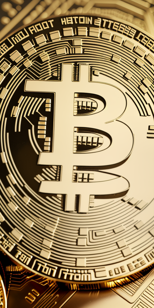 Close-Up View of a Bitcoin Coin Symbolizing Digital Cryptocurrency ...