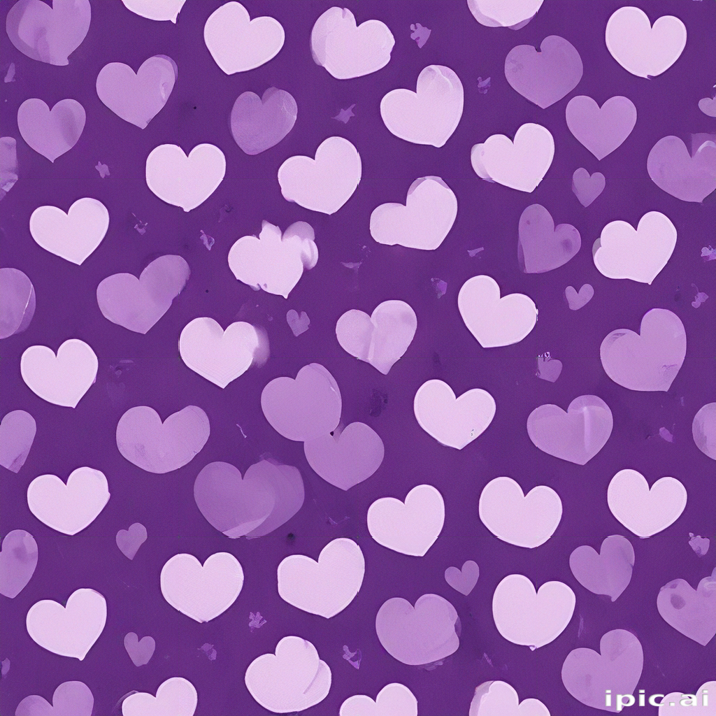 Colorful Purple Background with Various Heart Shapes in Soft Hues