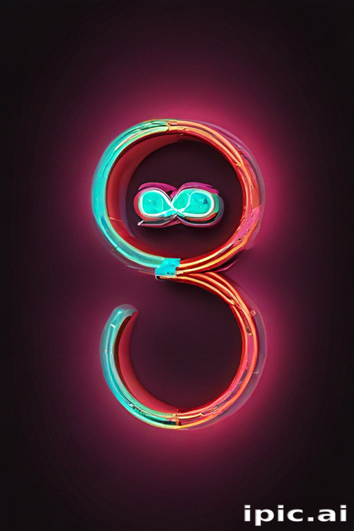 Vibrant Neon Number Eight Design with Stylish Glasses and Colorful Glow