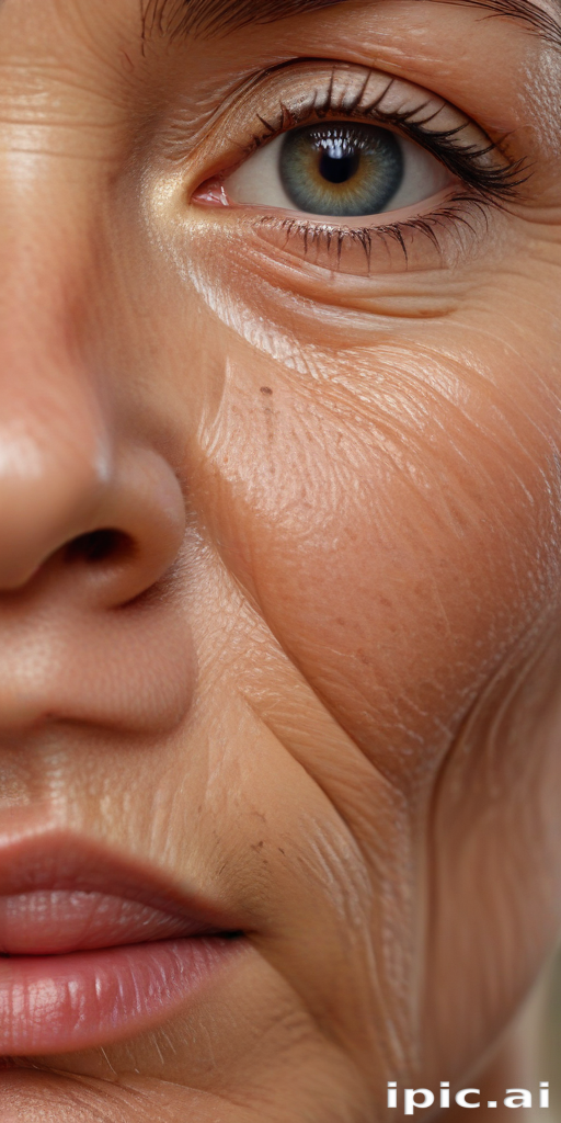 Close-Up of a Realistic Human Face Highlighting Detailed Skin Texture ...