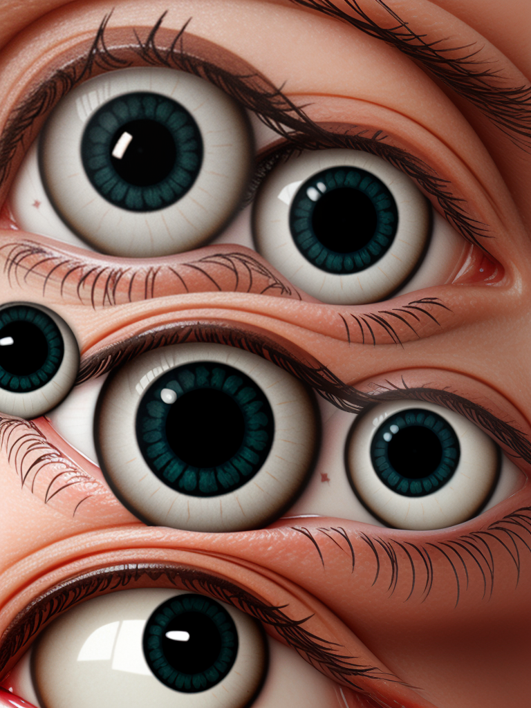 An Intriguing Close-Up of Multiple Eyes Merging in Surreal Composition