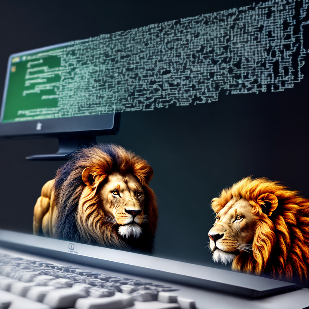 lion typing code in computer
