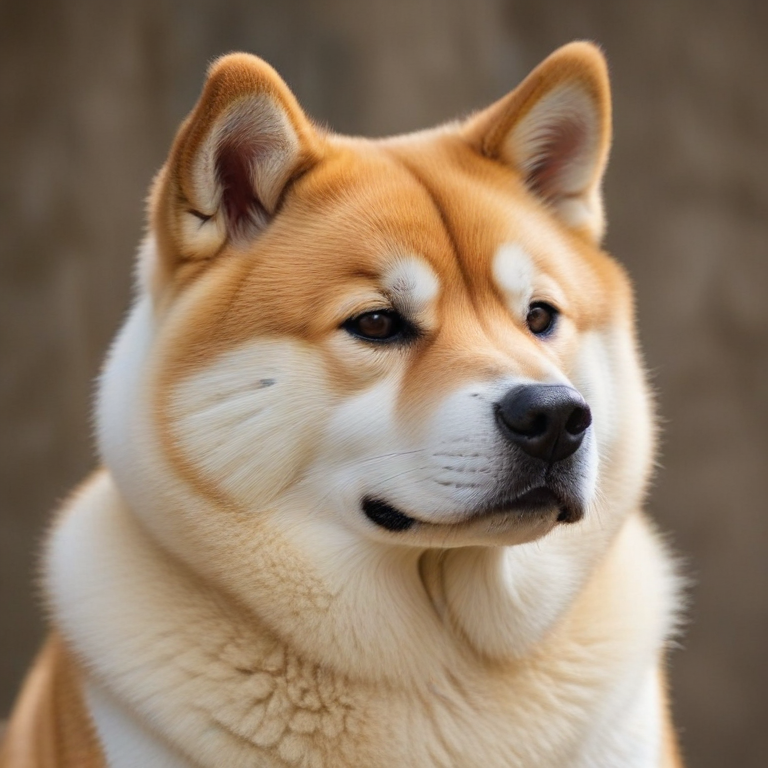 A Majestic Shiba Inu Dog with Soft Fur and Intense Gaze.