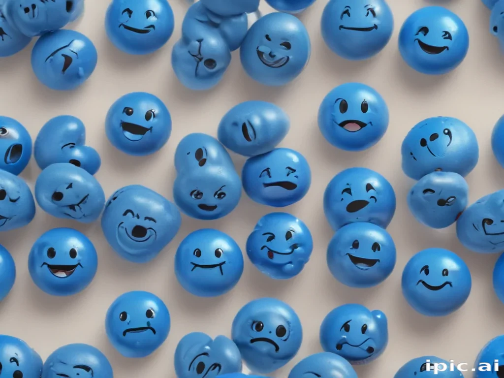A Colorful Collection of Blue Emoji Faces Expressing Various Emotions ...