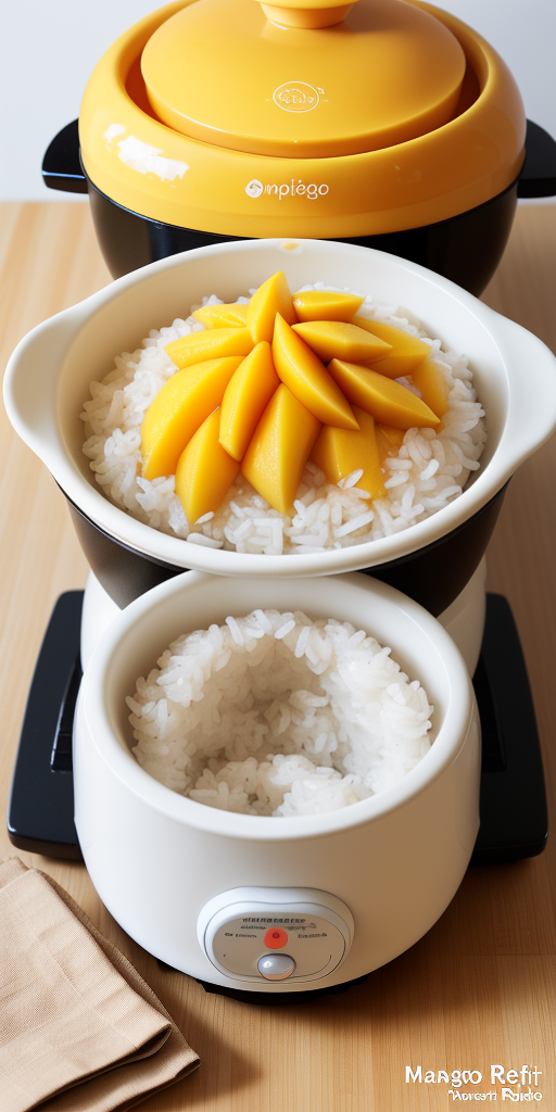 Deliciously Styled Mango Rice Dish Served in a Modern Rice Cooker.