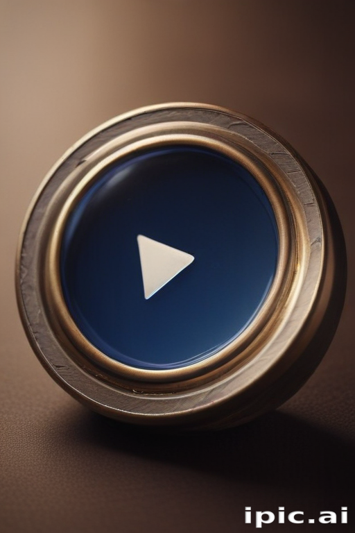 Classic Play Button Icon with a Bronze Frame on a Dark Background