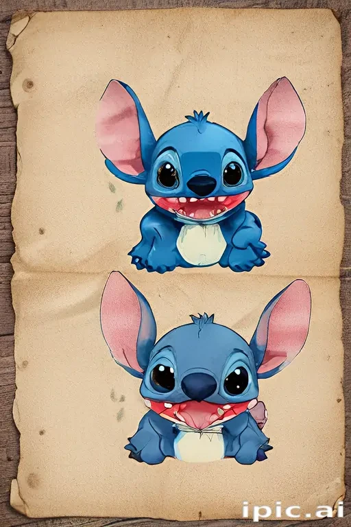 Two Adorable Cartoon Characters with Big Ears and Playful Expressions ...