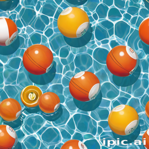 Colorful Pool Balls Floating Calmly in a Sparkling Blue Water Surface.