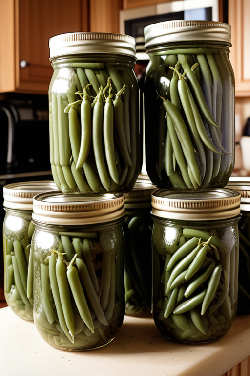 Home-Canned Green Beans in Jars: A Fresh Harvest Preserved for Winter.