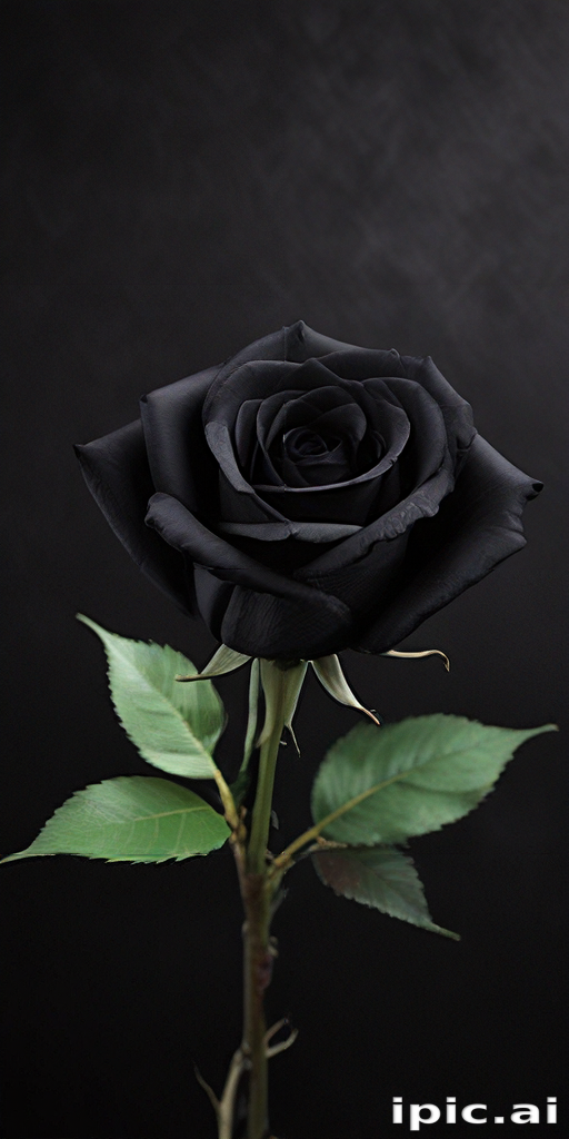 Elegant Black Rose Blooming Against a Dark, Mysterious Background