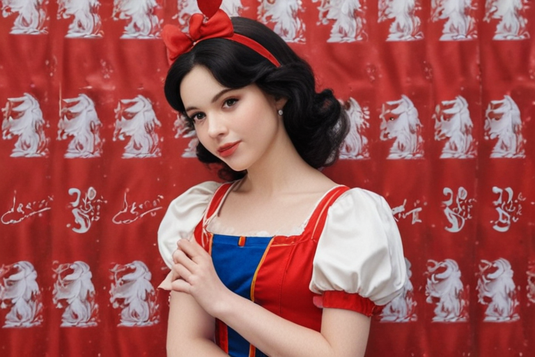 snow white disney cartoon character in red & white