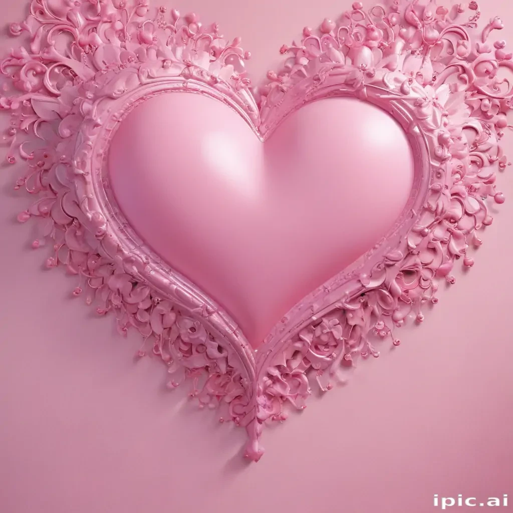 Intricate Pink Heart Design with Decorative Flourishes Against a Soft ...