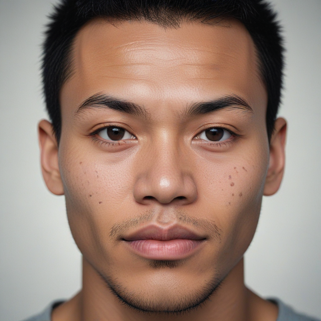 black chinese man with squinting eyes