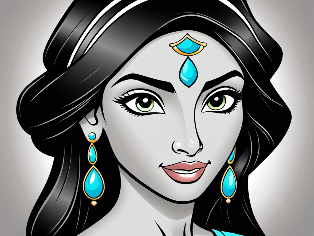 Princess Jasmine fron cartoon aladdin line art
