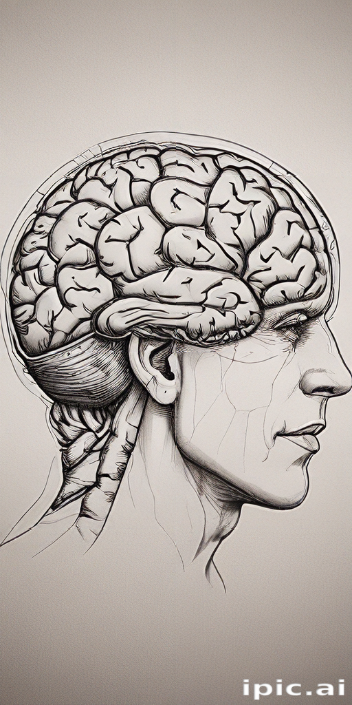 Intricate Illustration of a Human Brain Within a Profile Portrait