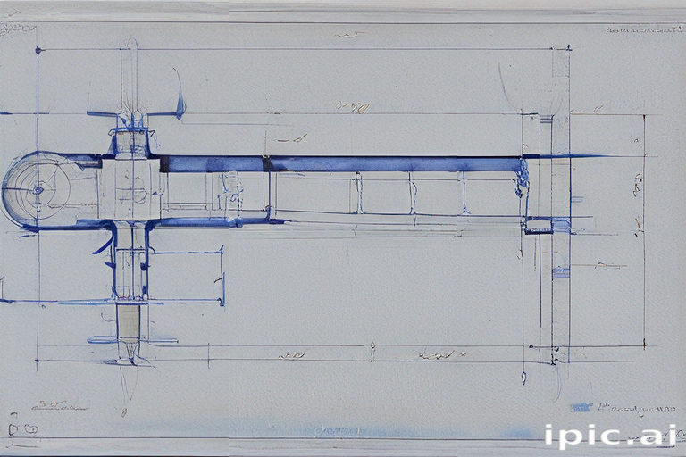 Detailed Blueprint Illustration of a Mechanical Device with Precise ...
